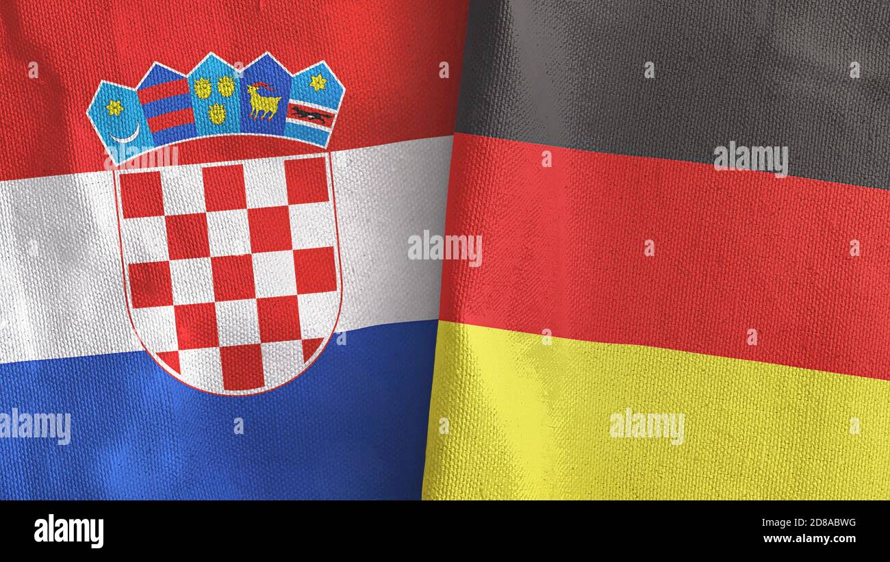 Germany and Croatia two flags textile cloth 3D rendering Stock Photo ...