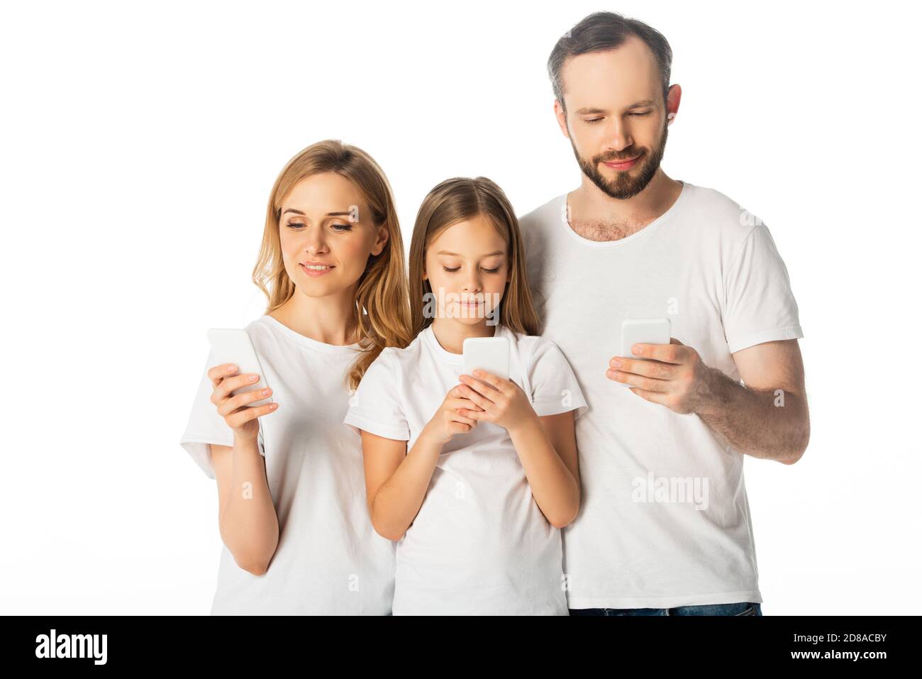 Family using smartphones digital hi-res stock photography and images ...