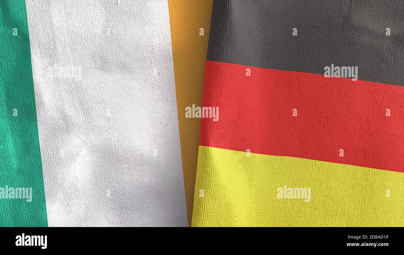 Germany and Ireland two flags textile cloth 3D rendering Stock Photo ...