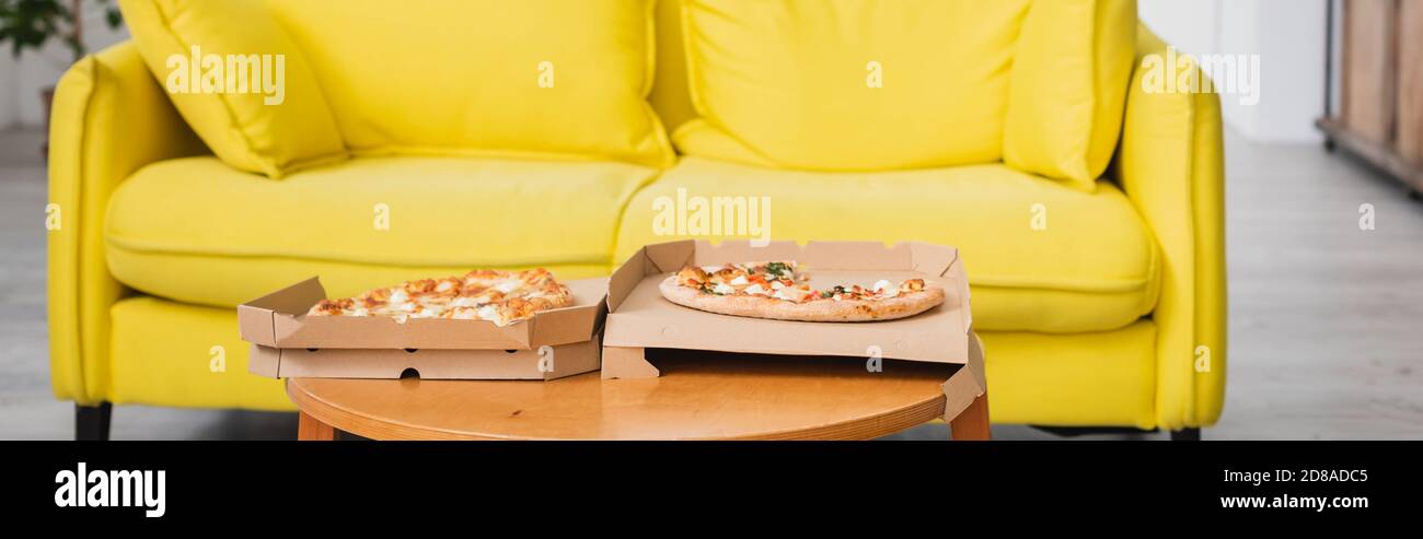 Pizza boxes table hi-res stock photography and images - Alamy