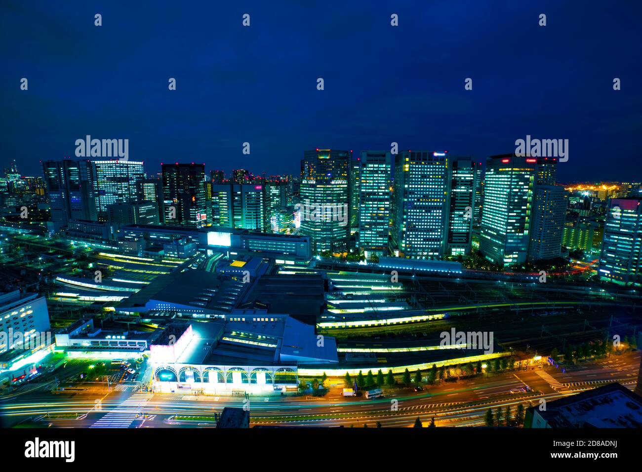 A night panoramic view at the urban city in Tokyo high angle Stock ...
