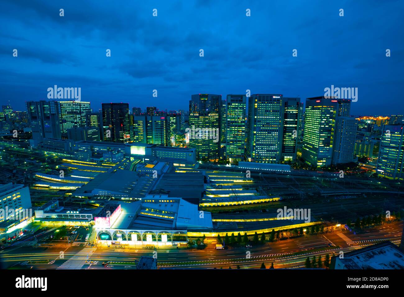 A night panoramic view at the urban city in Tokyo high angle Stock ...