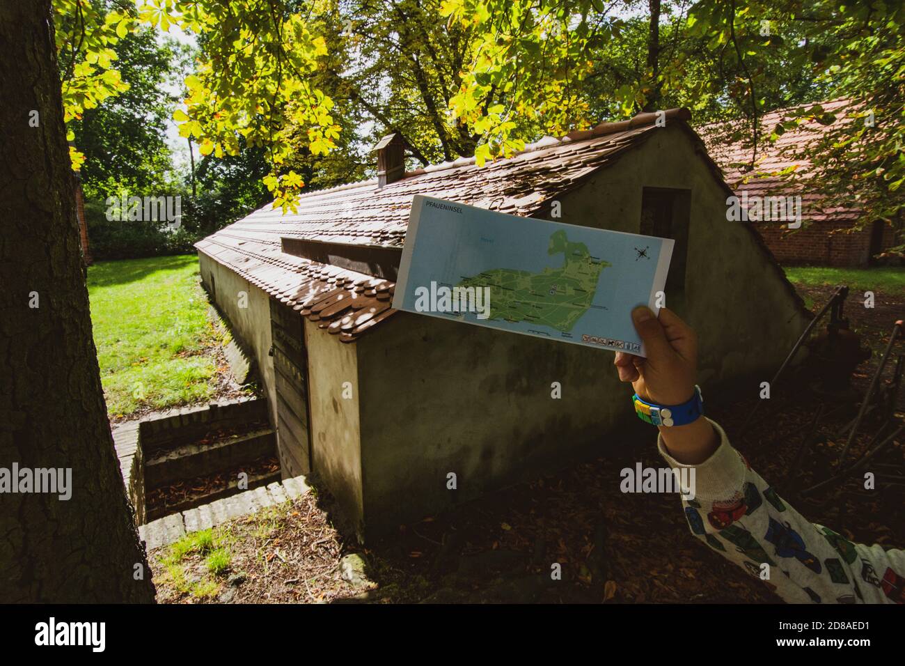 Berlin, Germany - peacock island in lake Wannsee. A nearby recreational ...