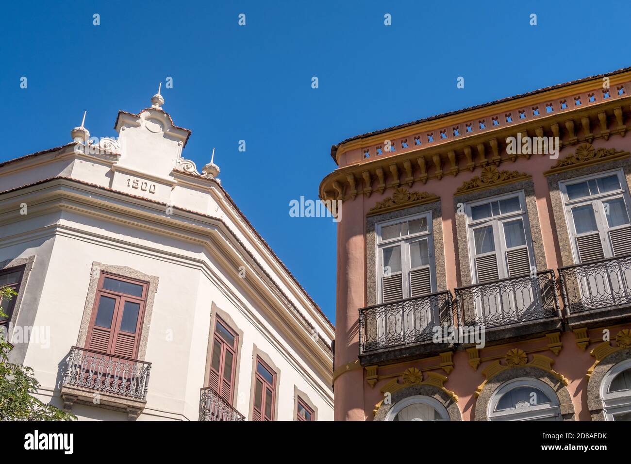 Typical ancient buildings facade of Rio de Janeiro, Brazil Stock Photo ...