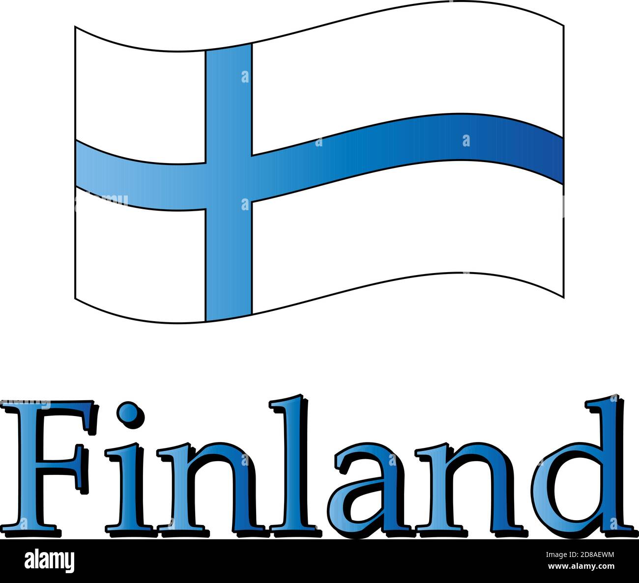 Drawn flag of Finland and lettering Finland Stock Vector Image & Art ...