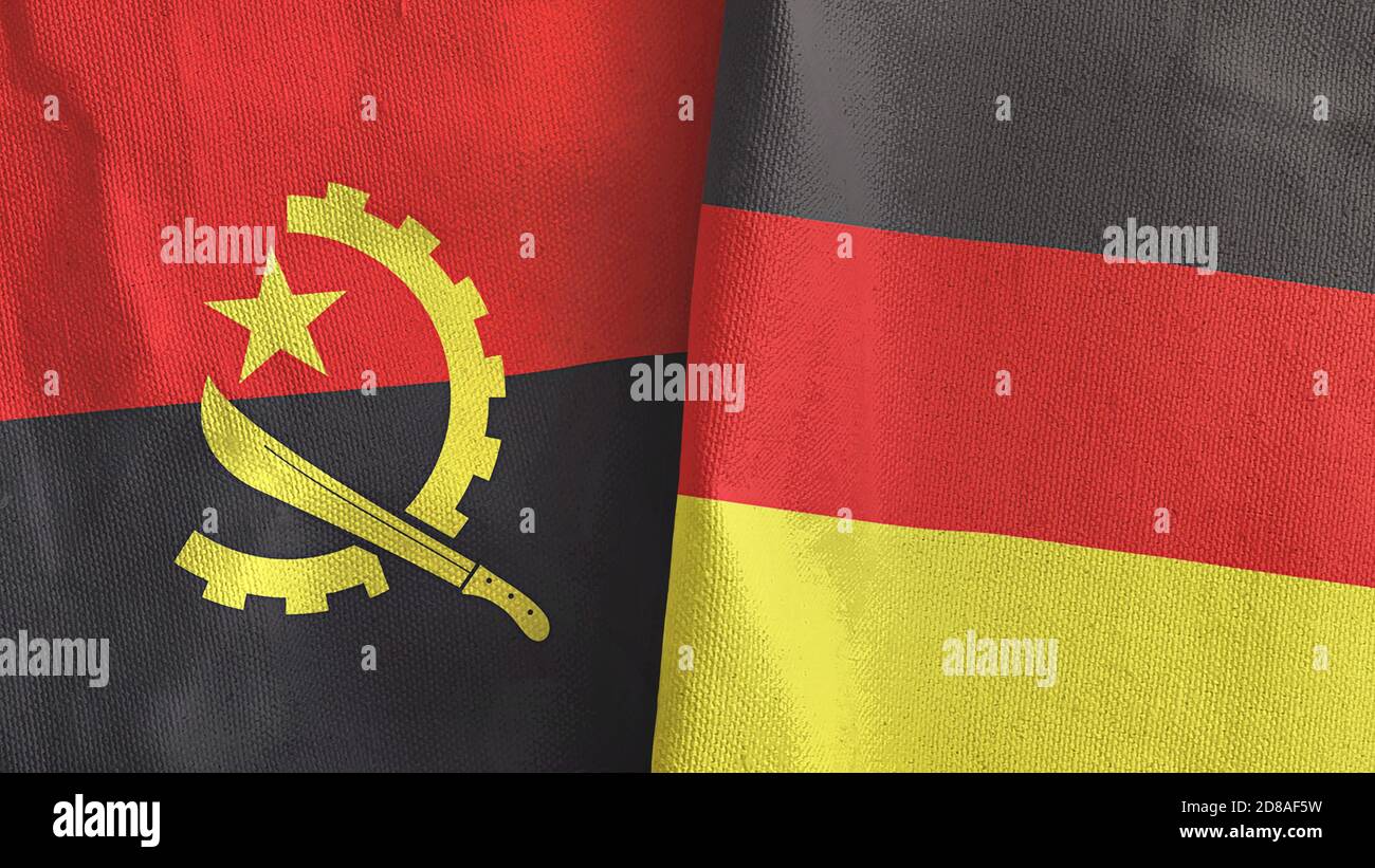 Germany and Angola two flags textile cloth 3D rendering Stock Photo - Alamy