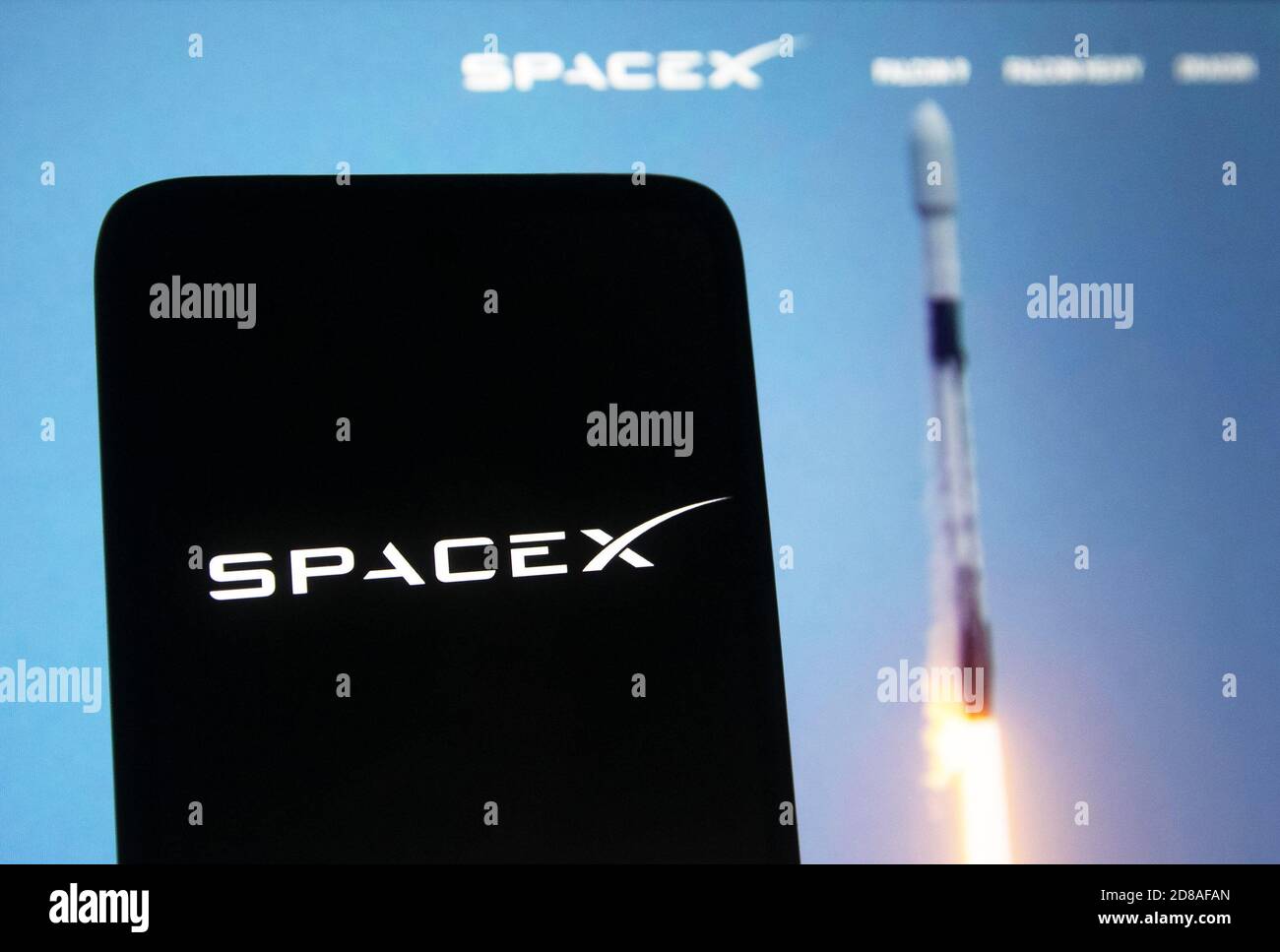 Ukraine. 28th Oct, 2020. In this photo illustration a SpaceX logo seen ...