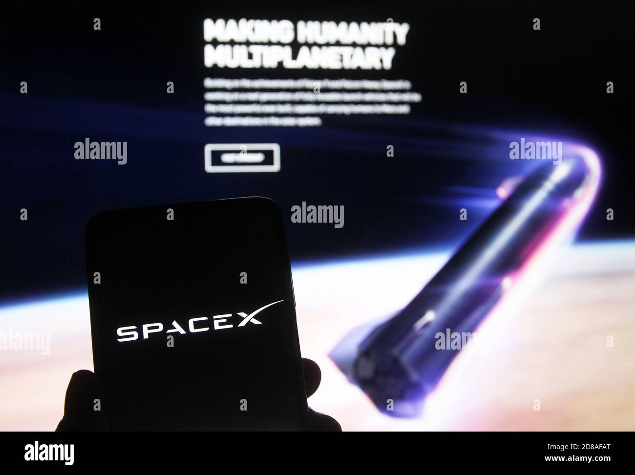 Ukraine. 28th Oct, 2020. In this photo illustration a SpaceX logo seen ...