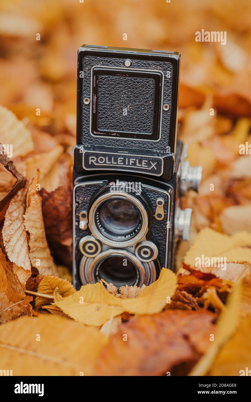 The beautiful vintage medium format twin lens camera Rolleiflex Stock ...