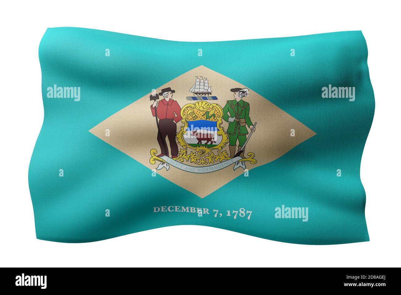 3d rendering of a detailed and textured Delaware USA State flag on ...