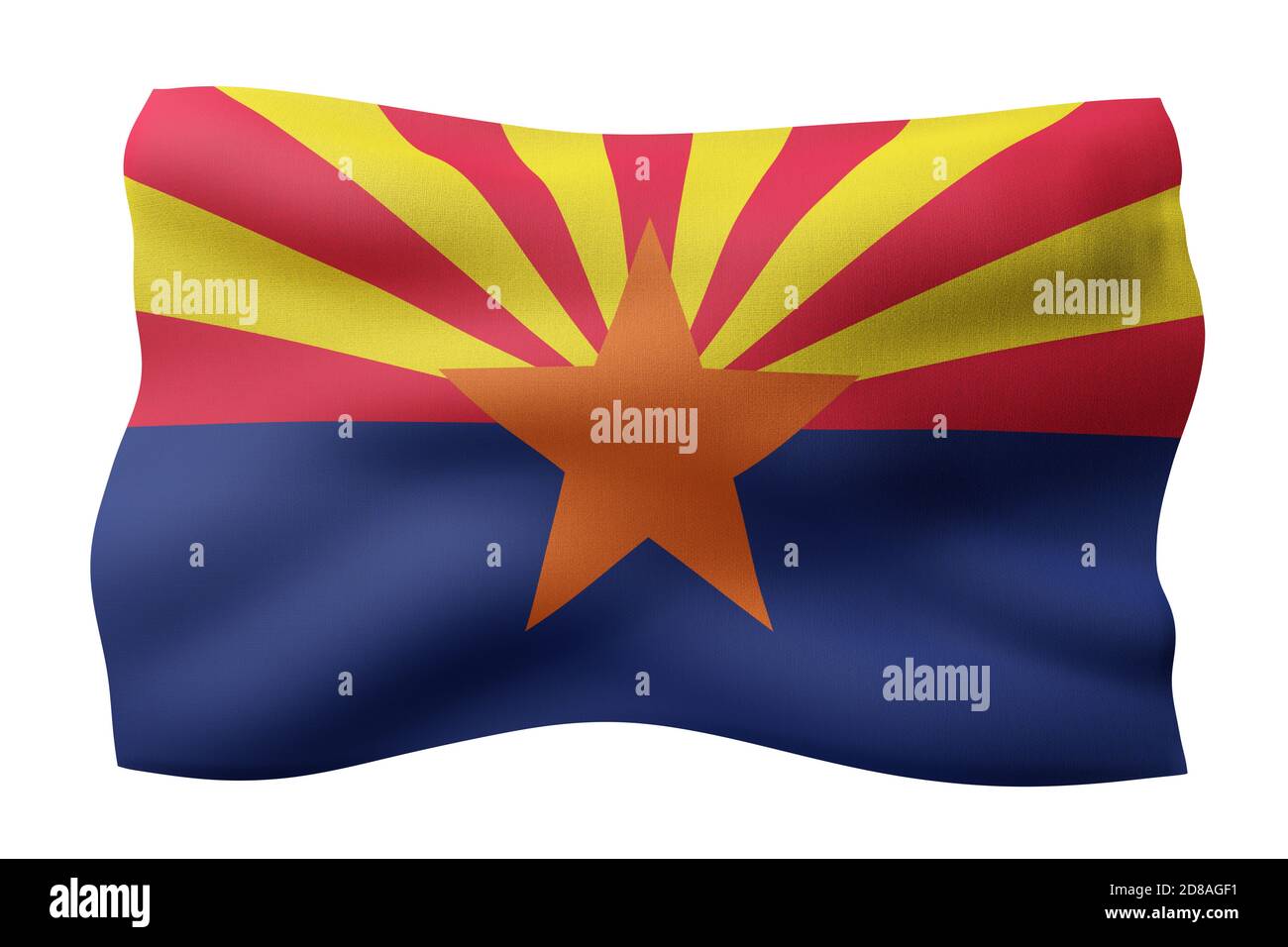 3d rendering of a detailed and textured Arizona USA State flag on white ...