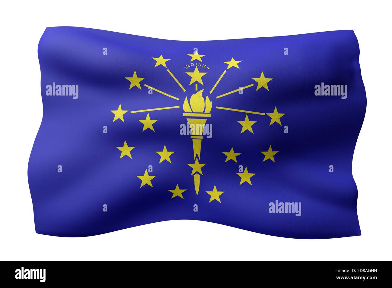 3d rendering of a detailed and textured Indiana USA State flag on white ...