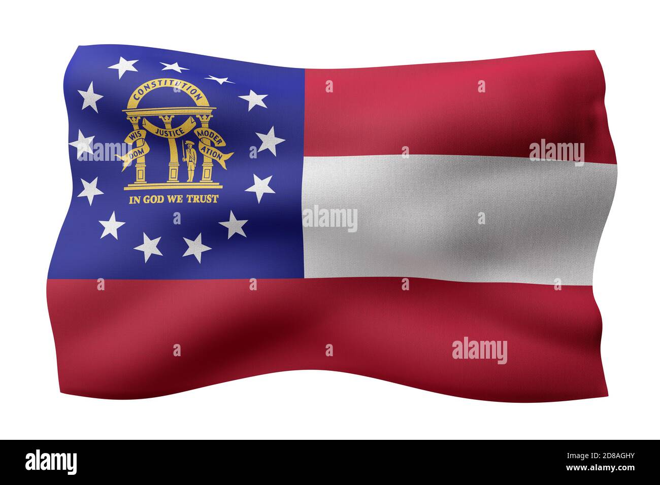 3d rendering of a detailed and textured Georgia USA State flag on white ...