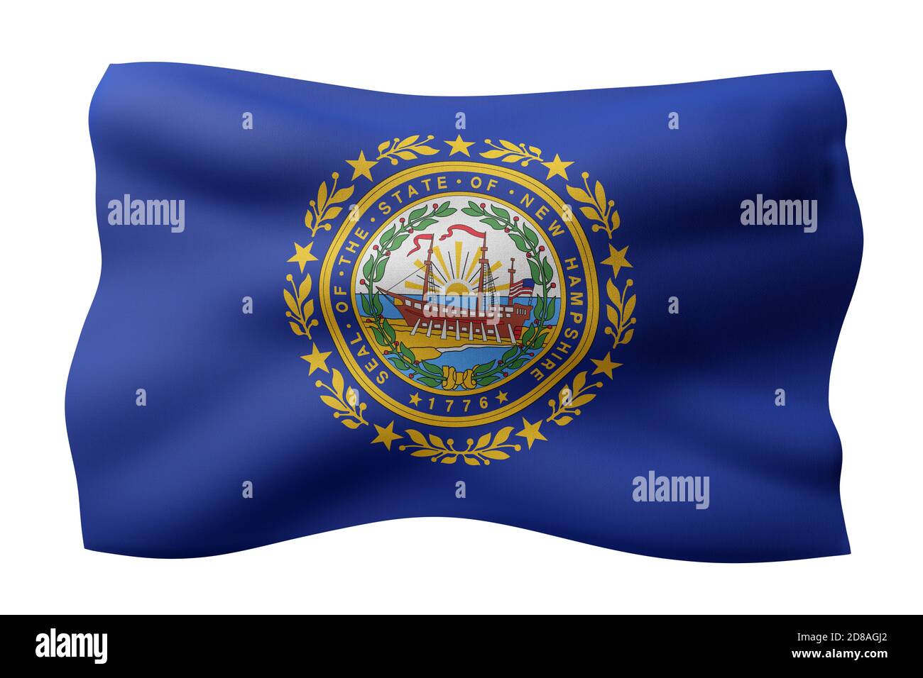 3d rendering of a detailed and textured New Hampshire USA State flag on ...