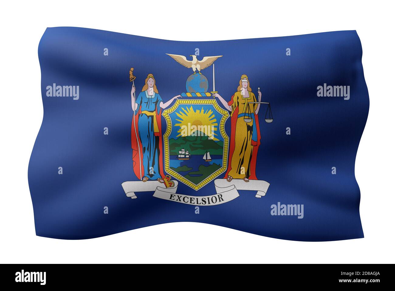 3d rendering of a detailed and textured New York USA State flag on ...
