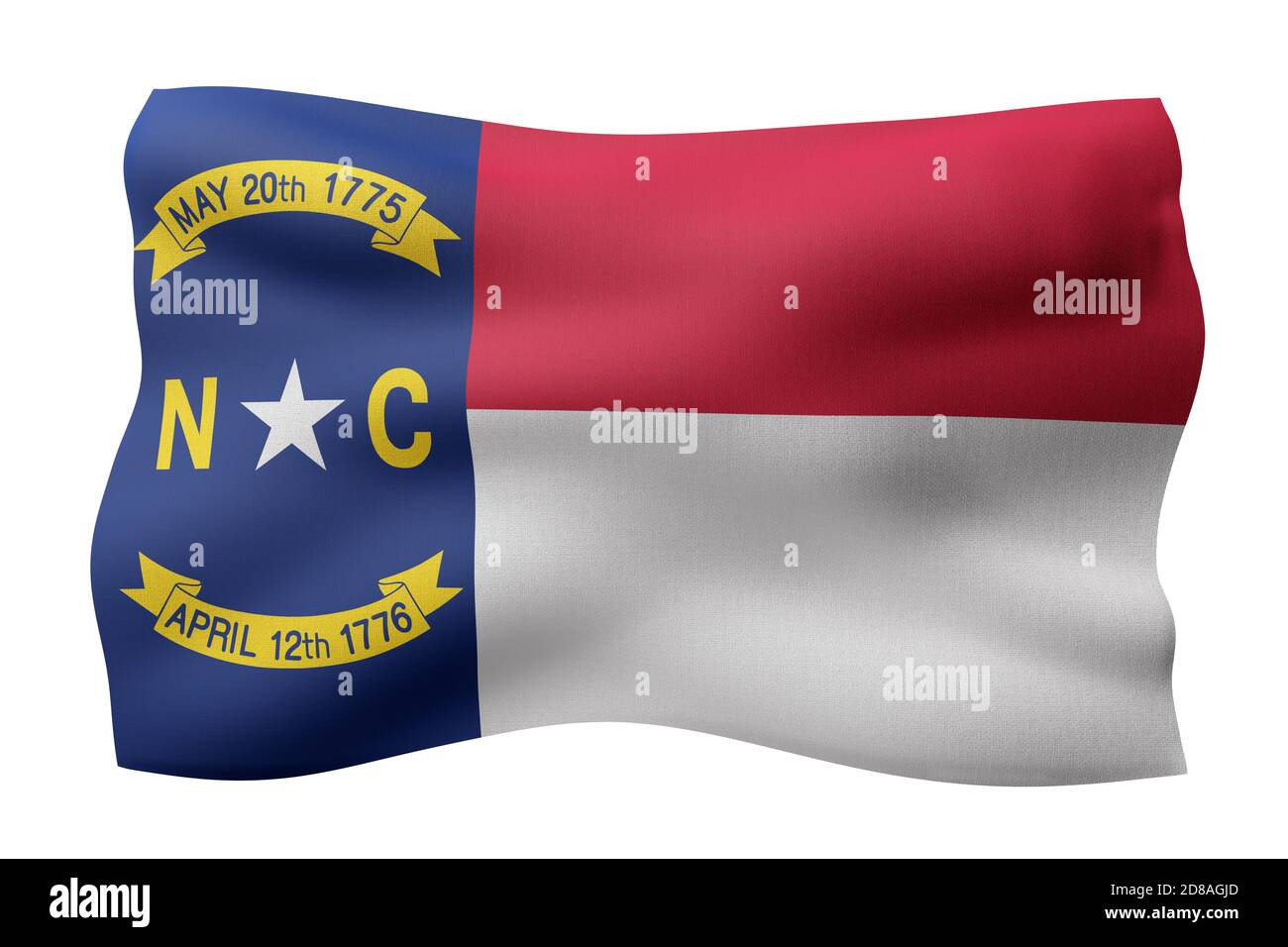 3d rendering of a detailed and textured North Carolina USA State flag ...