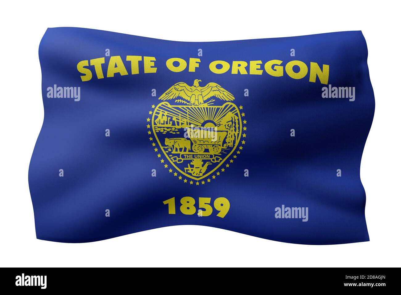 3d rendering of a detailed and textured Oregon USA State flag on white ...