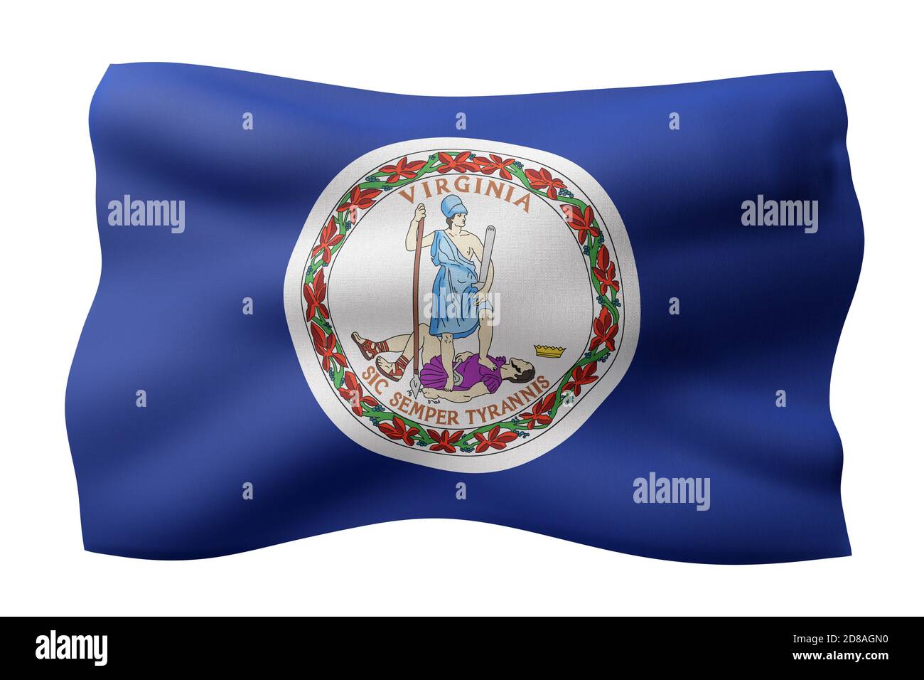 3d rendering of a detailed and textured Virginia USA State flag on ...