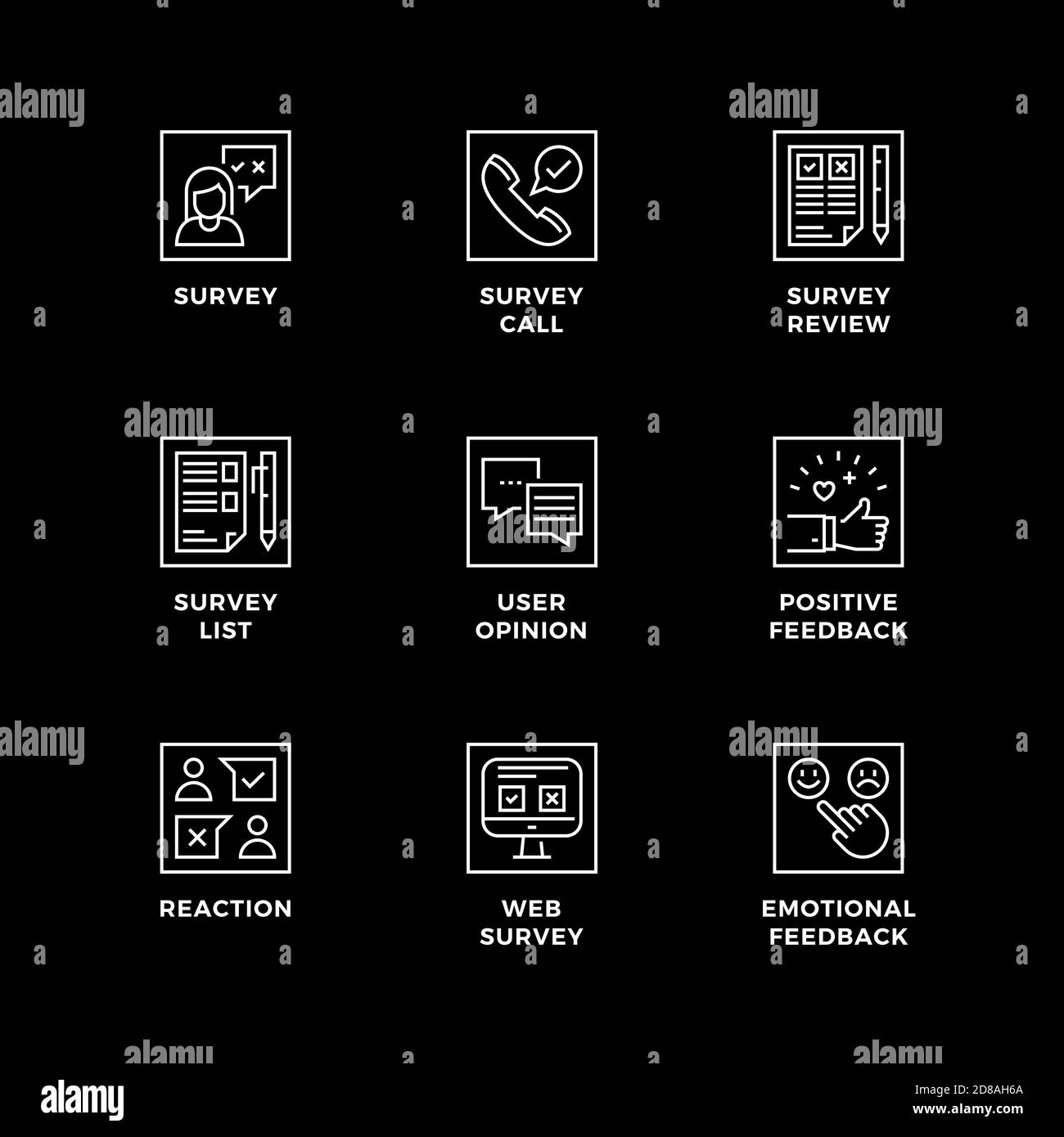 Vector set of design elements, logo design template, icons and badges for survey. Line icon set ...