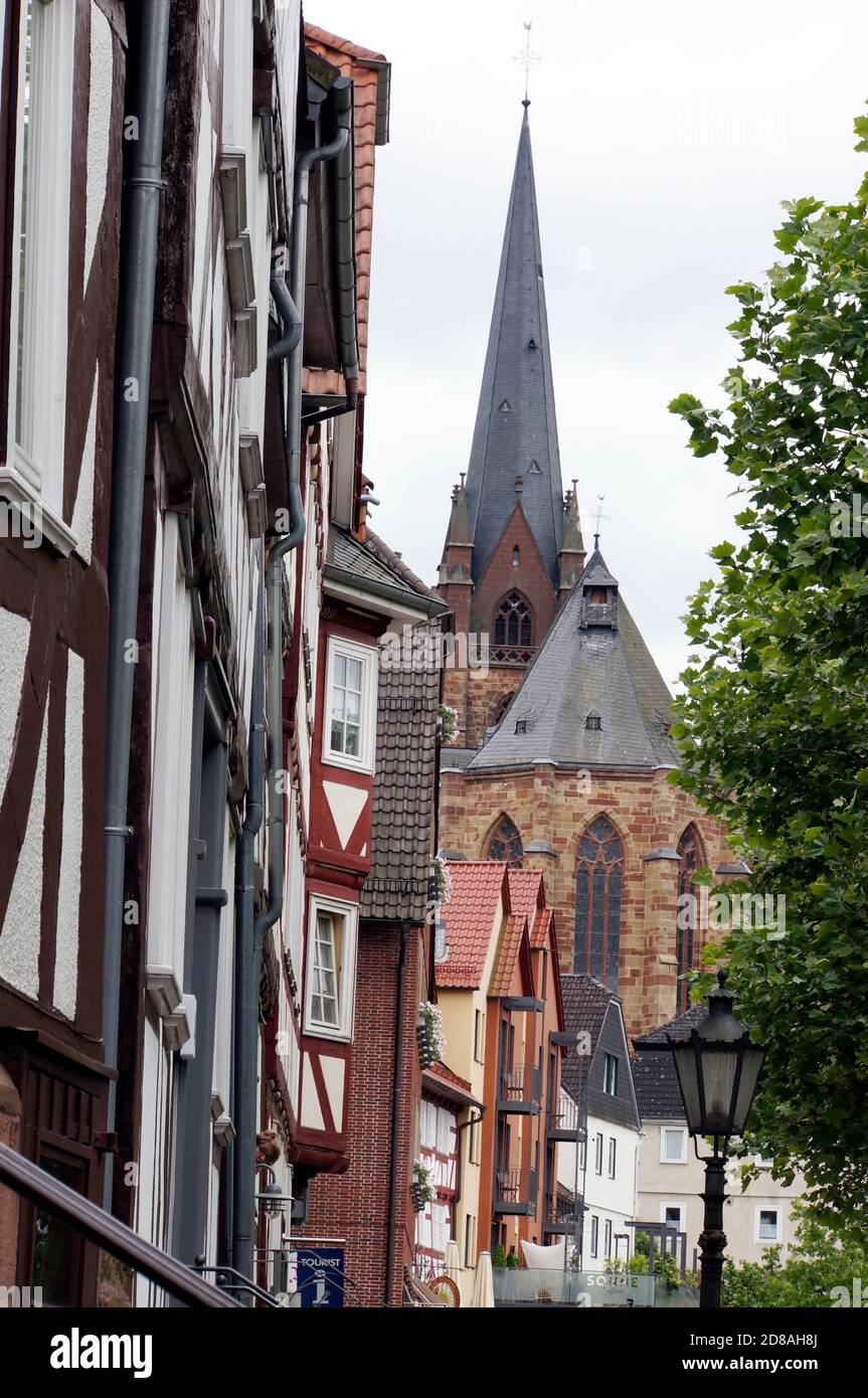 Fachwerkhäuser in der historischen Altstadt, Frankenberg, Hessen ...