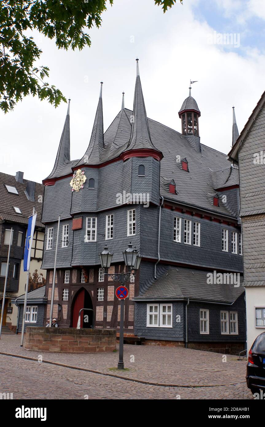 Historisches Rathaus in der Altstadt, Frankenberg, Hessen, Deutschland ...