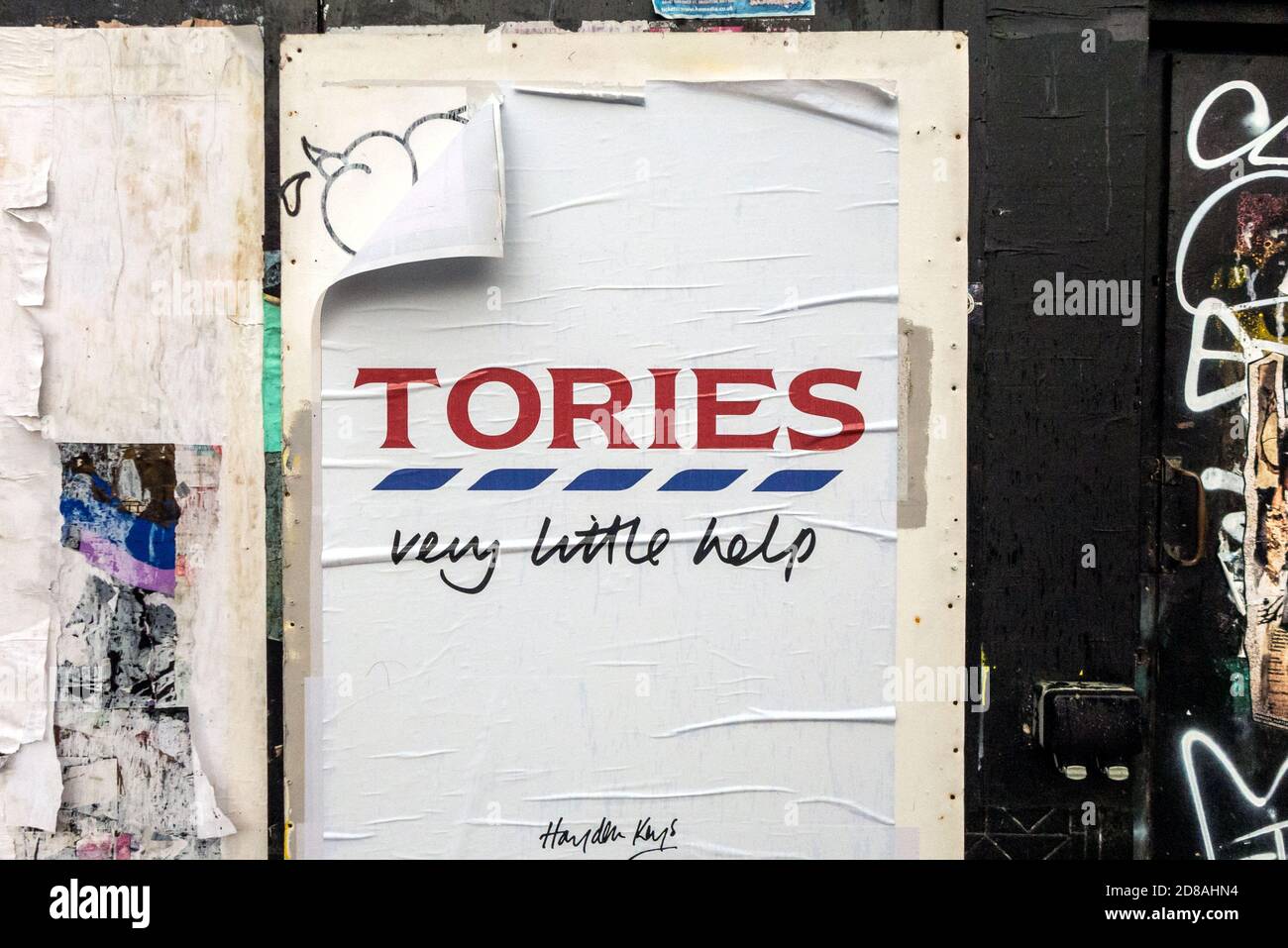 Brighton, October 28th 2020: Anti-Tory guerrilla street art, parodying ...