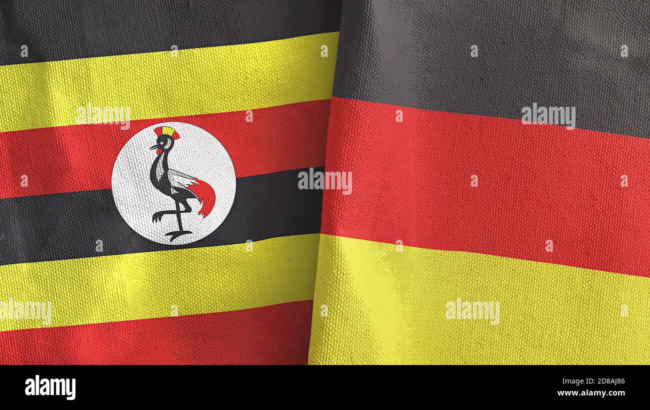 Germany and Uganda two flags textile cloth 3D rendering Stock Photo - Alamy