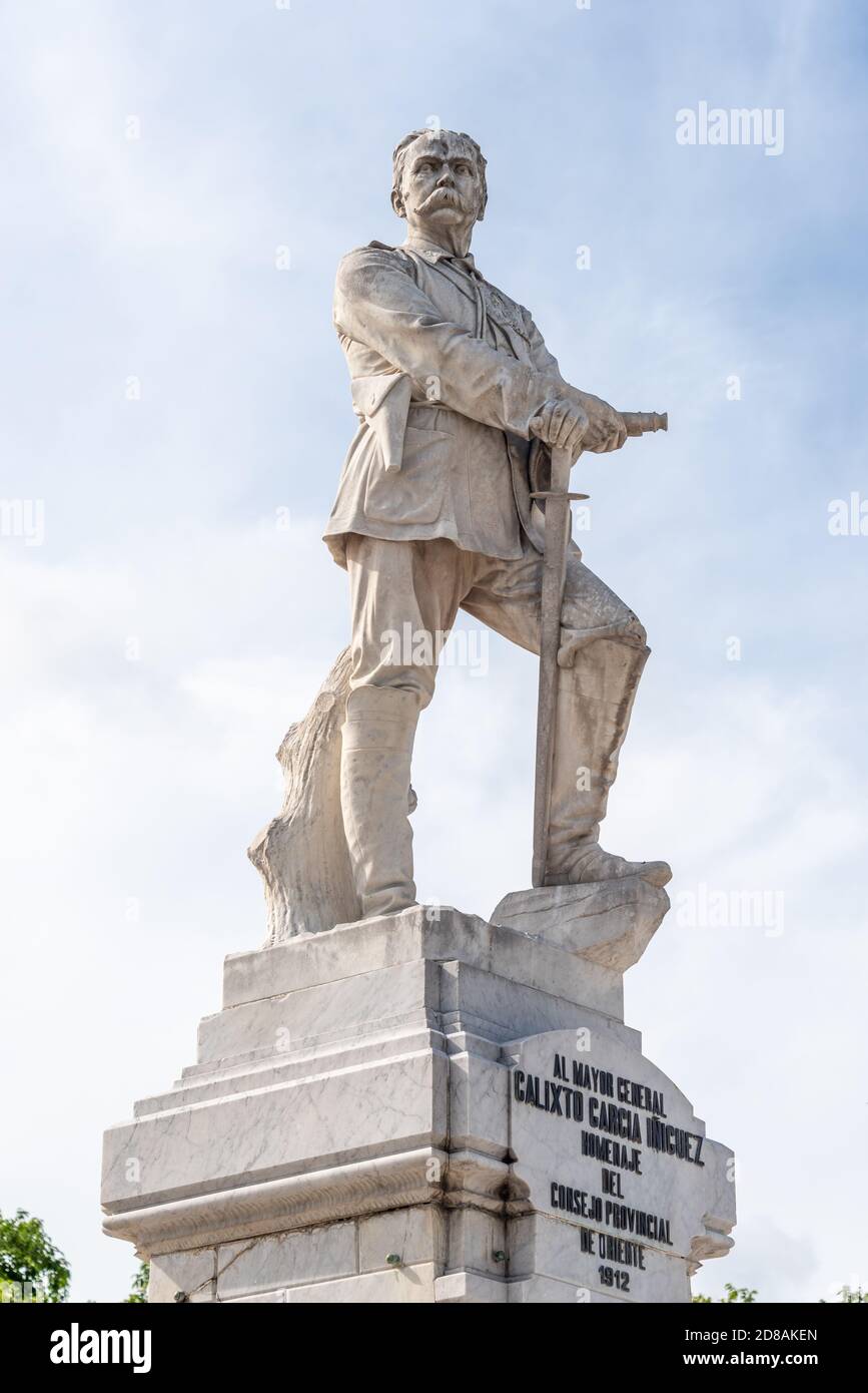 Sculpture statue of Calixto Garcia in the city square or parque ...