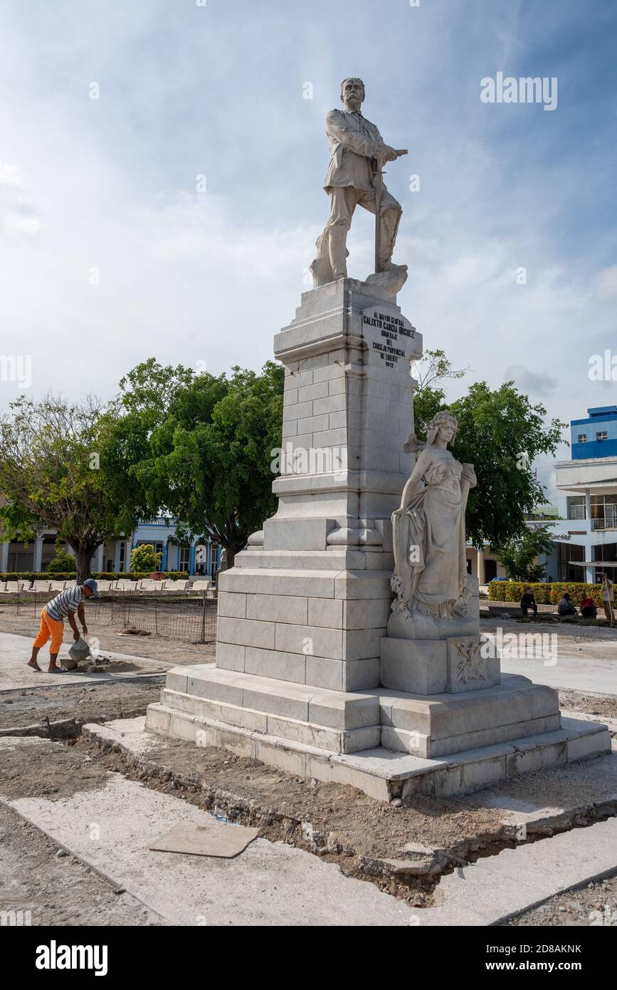 Sculpture statue of Calixto Garcia in the city square or parque ...
