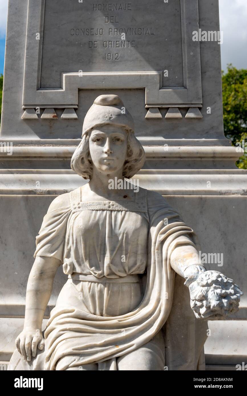 Sculpture detail in statue of Calixto Garcia square, Holguin, Cuba ...