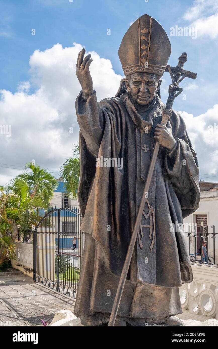 Statue sculpture of Pope John Paul II. St. Isidore Cathedral, Catedral ...