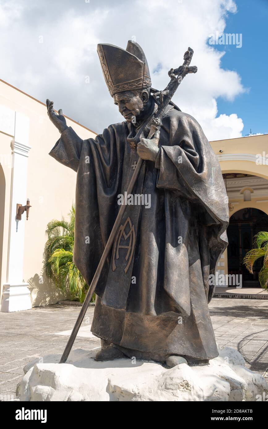 Statue sculpture of Pope John Paul II. St. Isidore Cathedral, Catedral ...