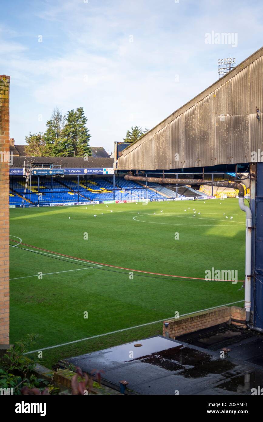 Pitch of Roots Hall football ground of Southend United football club ...