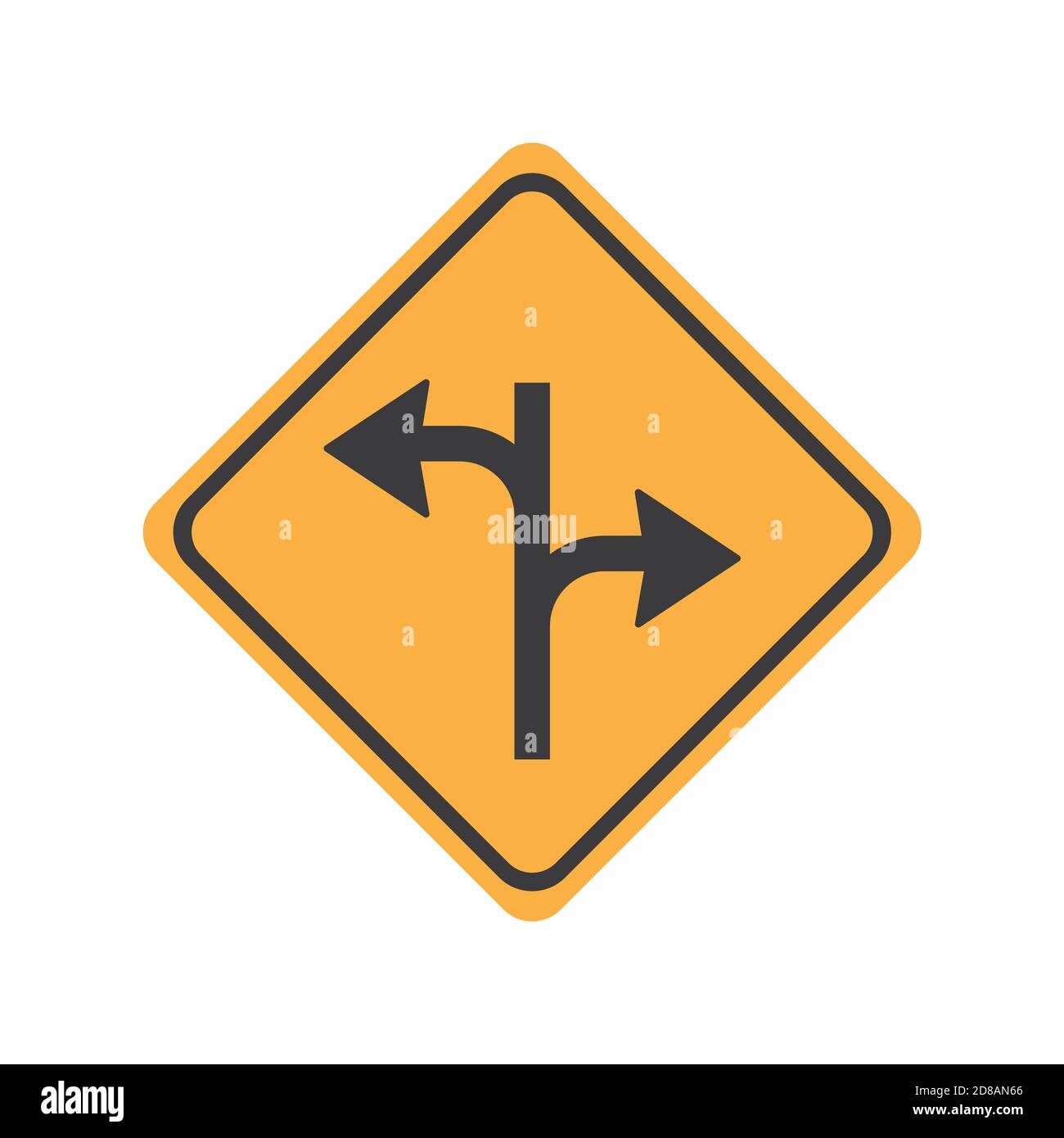Turn right or turn left glyph icon road sign vector illustration in ...