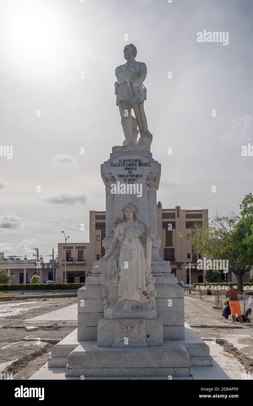 Sculpture statue of Calixto Garcia in the city square or parque ...