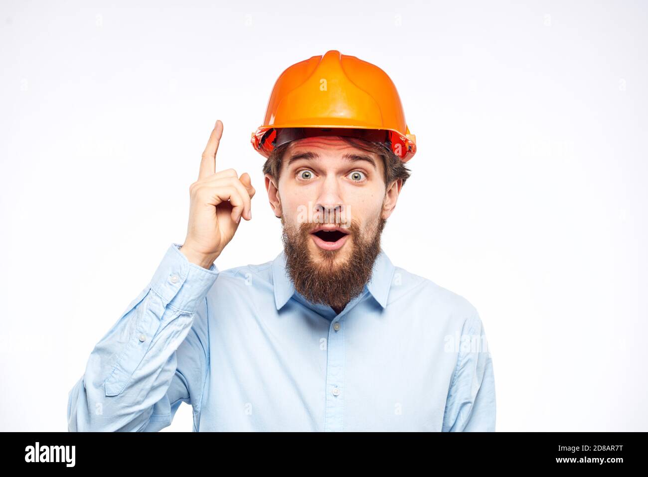 Emotional worker orange paint engineer professional construction ...