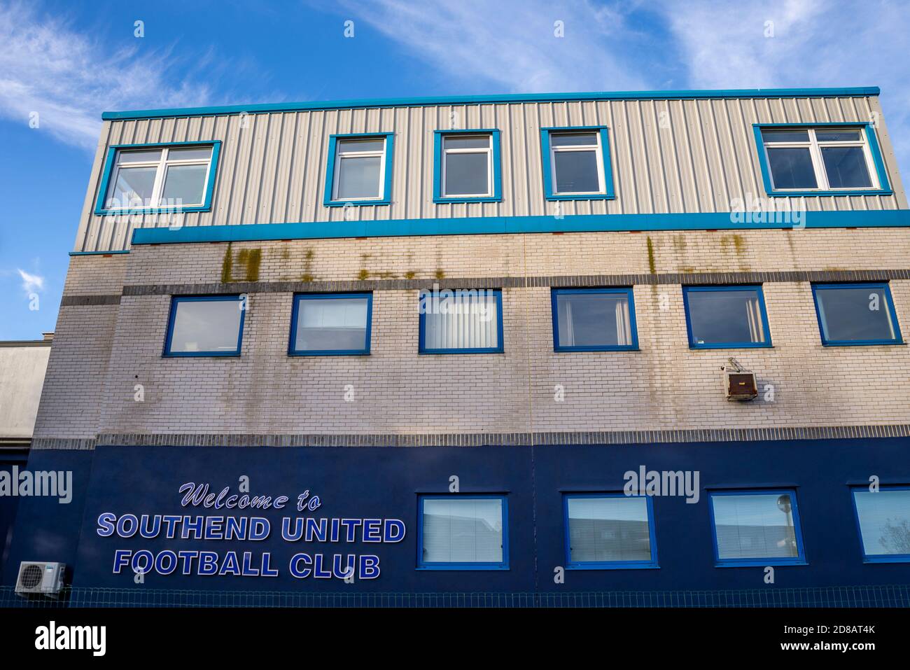 Main office building at Roots Hall football ground of Southend United ...