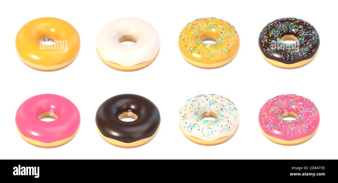 Delicious colorful donut set Stock Photo - Alamy