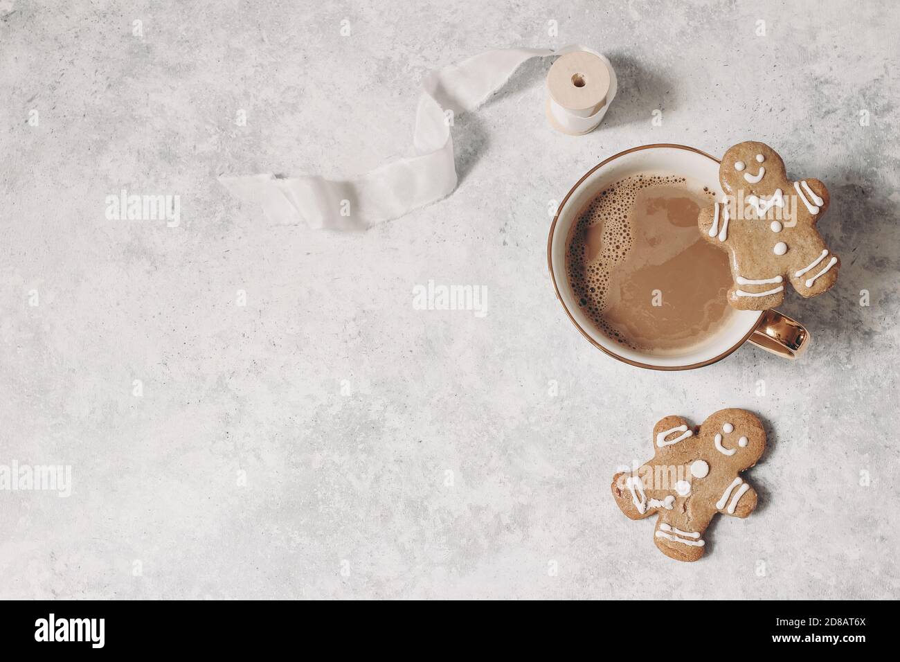 Decorative Christmas still life. Winter composition of gingerbread man ...