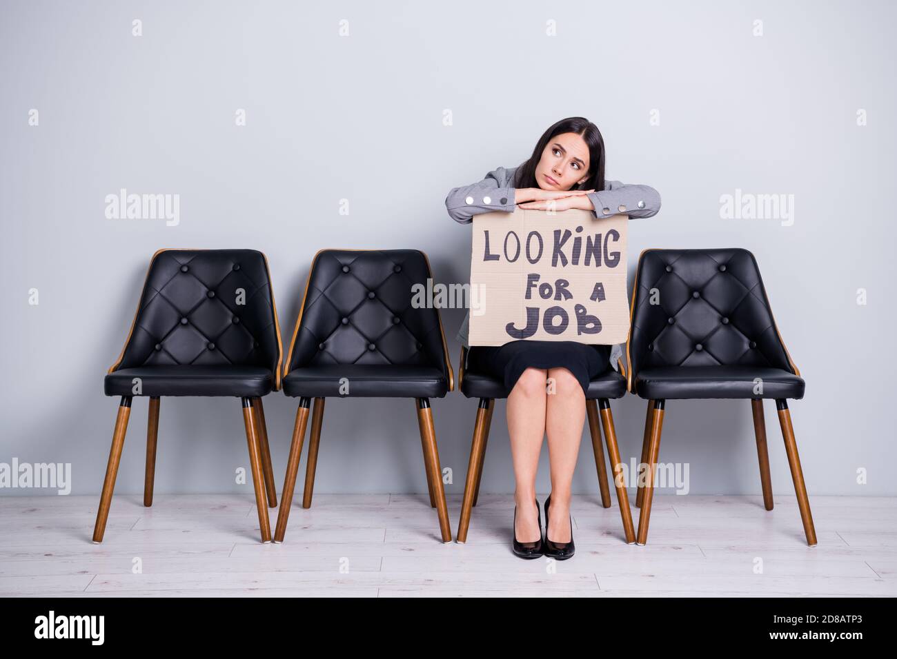 Portrait of her she nice attractive classy bored miserable lady ...