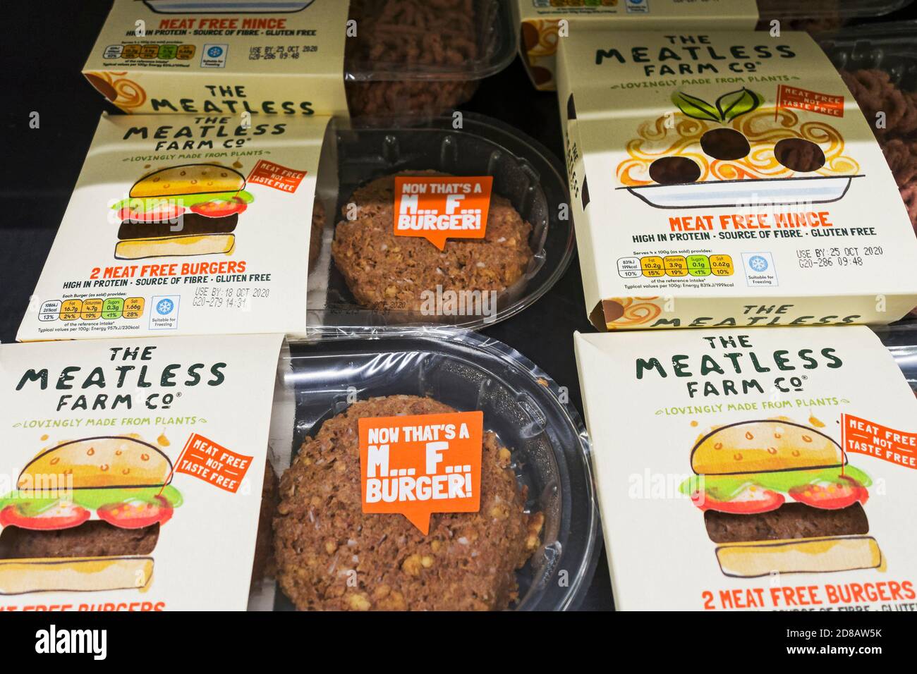 Meat free burgers by the Meatless Farm Co selling in a Uk supermarket ...