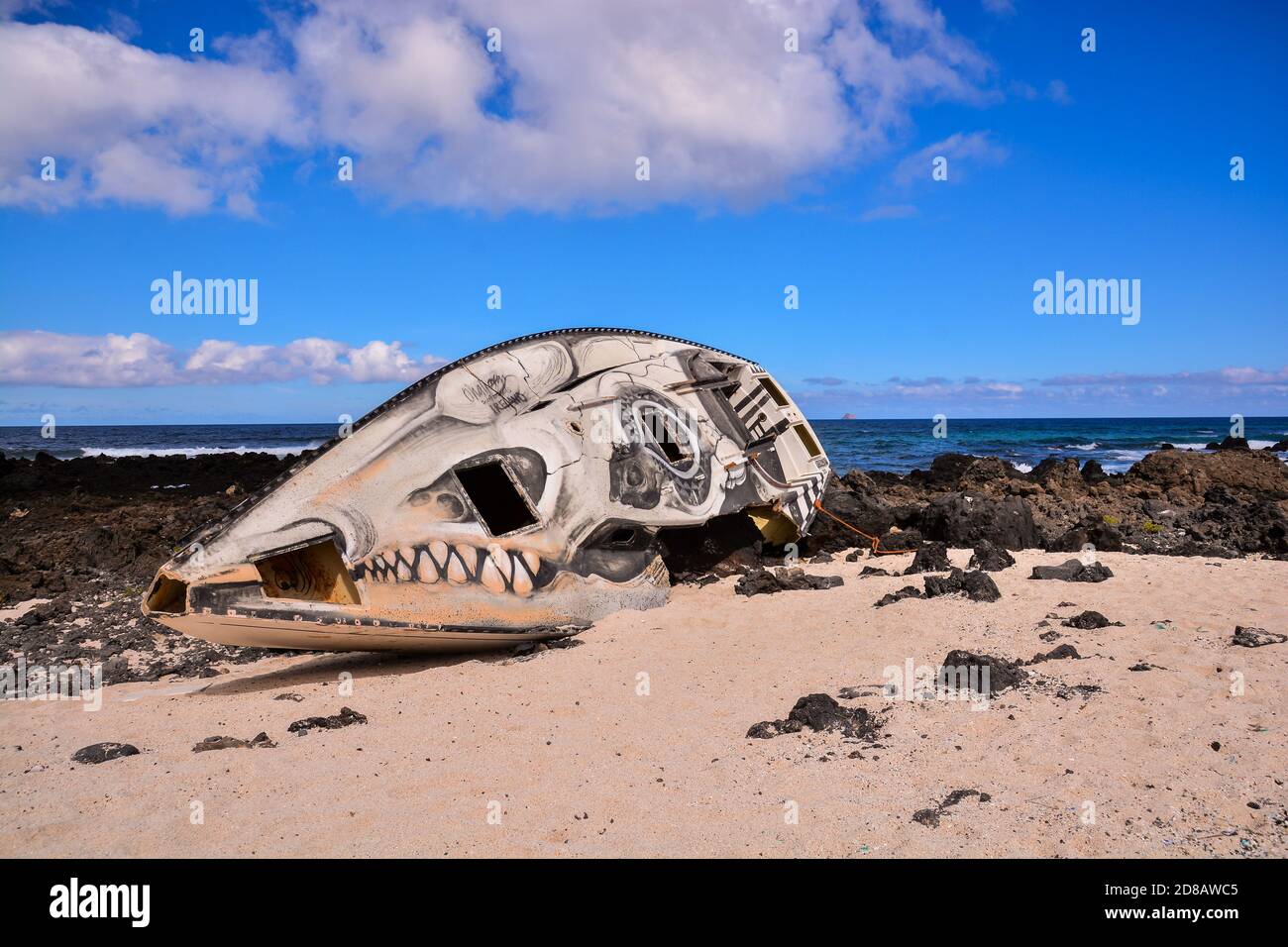 Sailboat stranded on the beach after a storm Stock Photo - Alamy