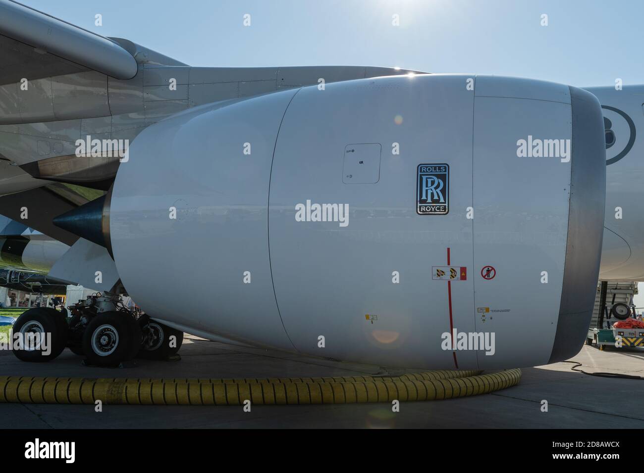 August 30, 2019. Zhukovsky, Russia. Aircraft engine Rolls-Royce Trent ...