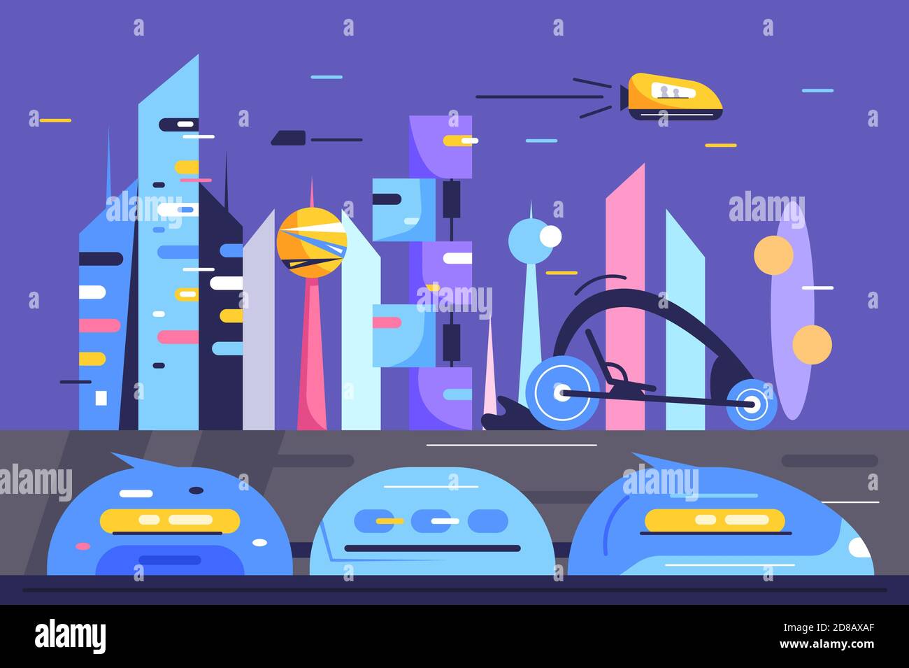 Concept of modern city of the future in flat style Stock Vector Image ...