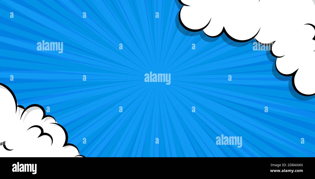 Cartoon puff cloud blue background for text template Stock Vector Image ...