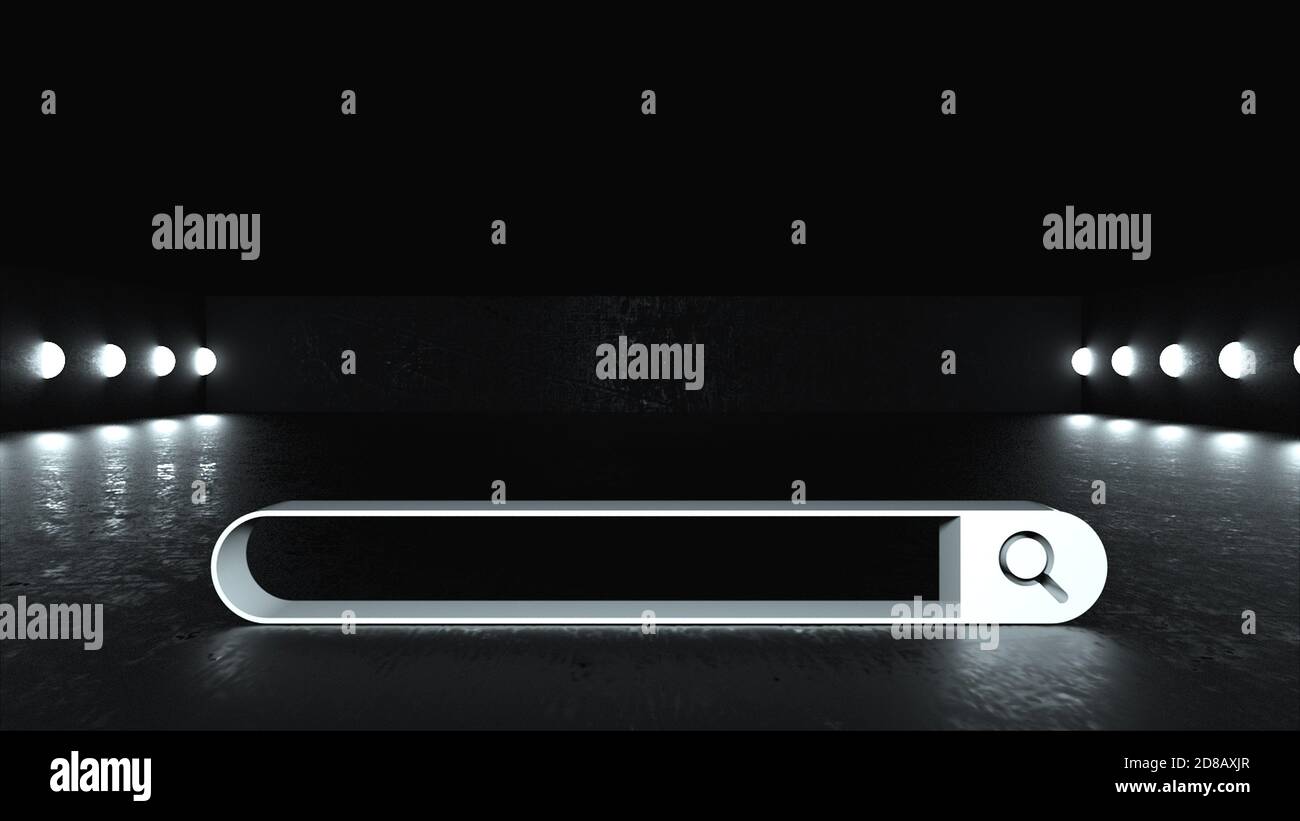 Empty web search string on the surface in dark room with lights ...