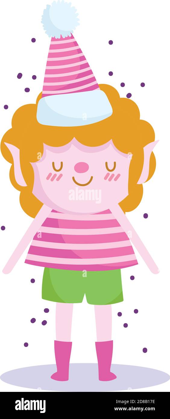 merry christmas, cute helper character cartoon vector illustration ...