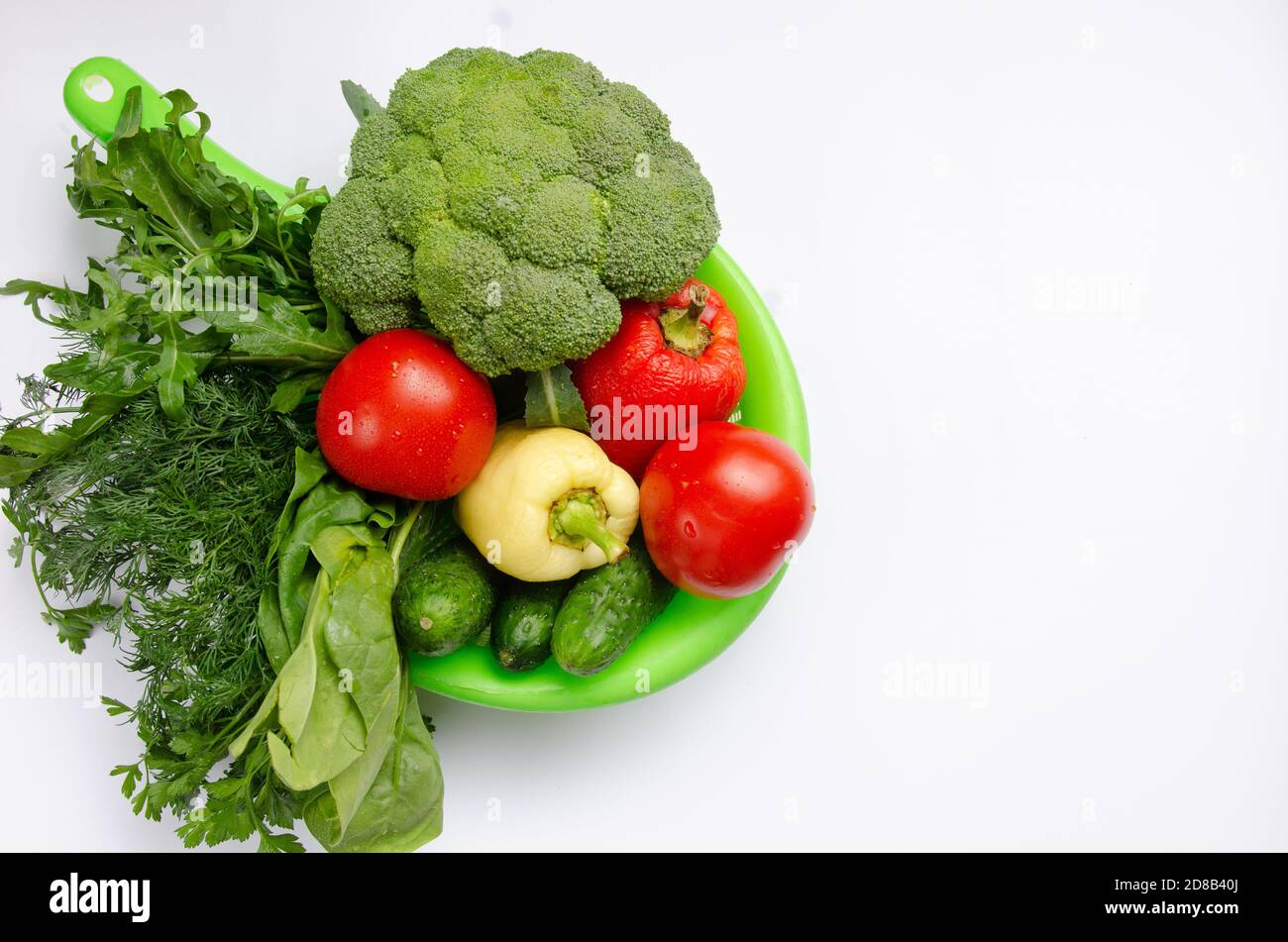 pure vegetables on a white background. There is an empty space for text ...