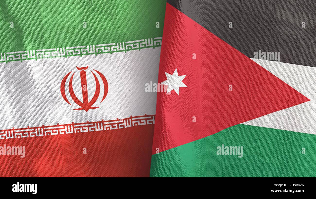 Jordan and Iran two flags textile cloth 3D rendering Stock Photo - Alamy