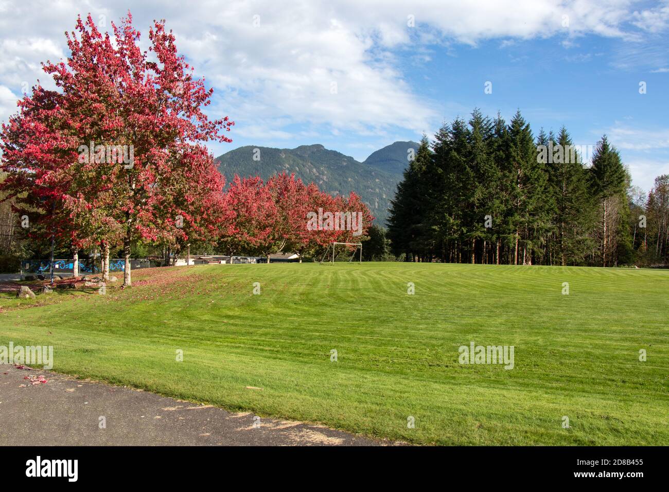 Sayward, Canada - October 7, 2020: View of a soccer field at the ...